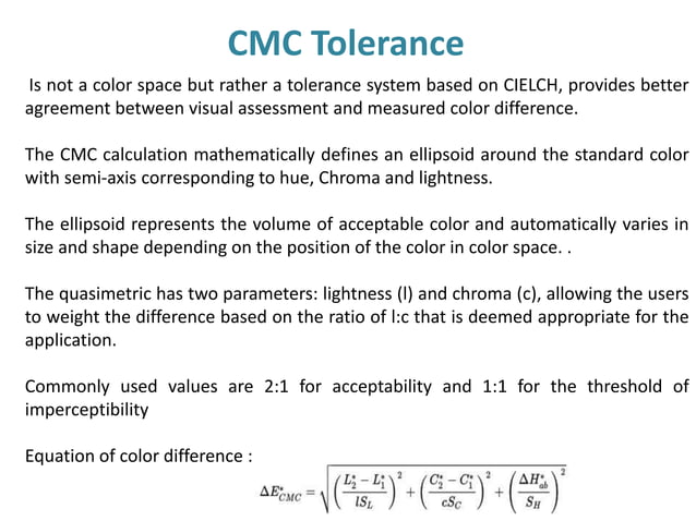 Color diffference and color tolerance | PPTX | Eye and Vision ...