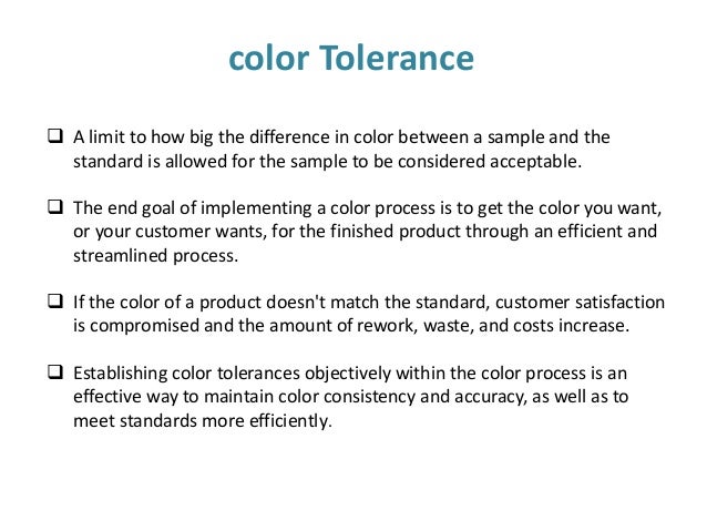 Color diffference and color tolerance