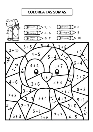 Sumas Abcfichas Suma Colorea Sketch Coloring Page