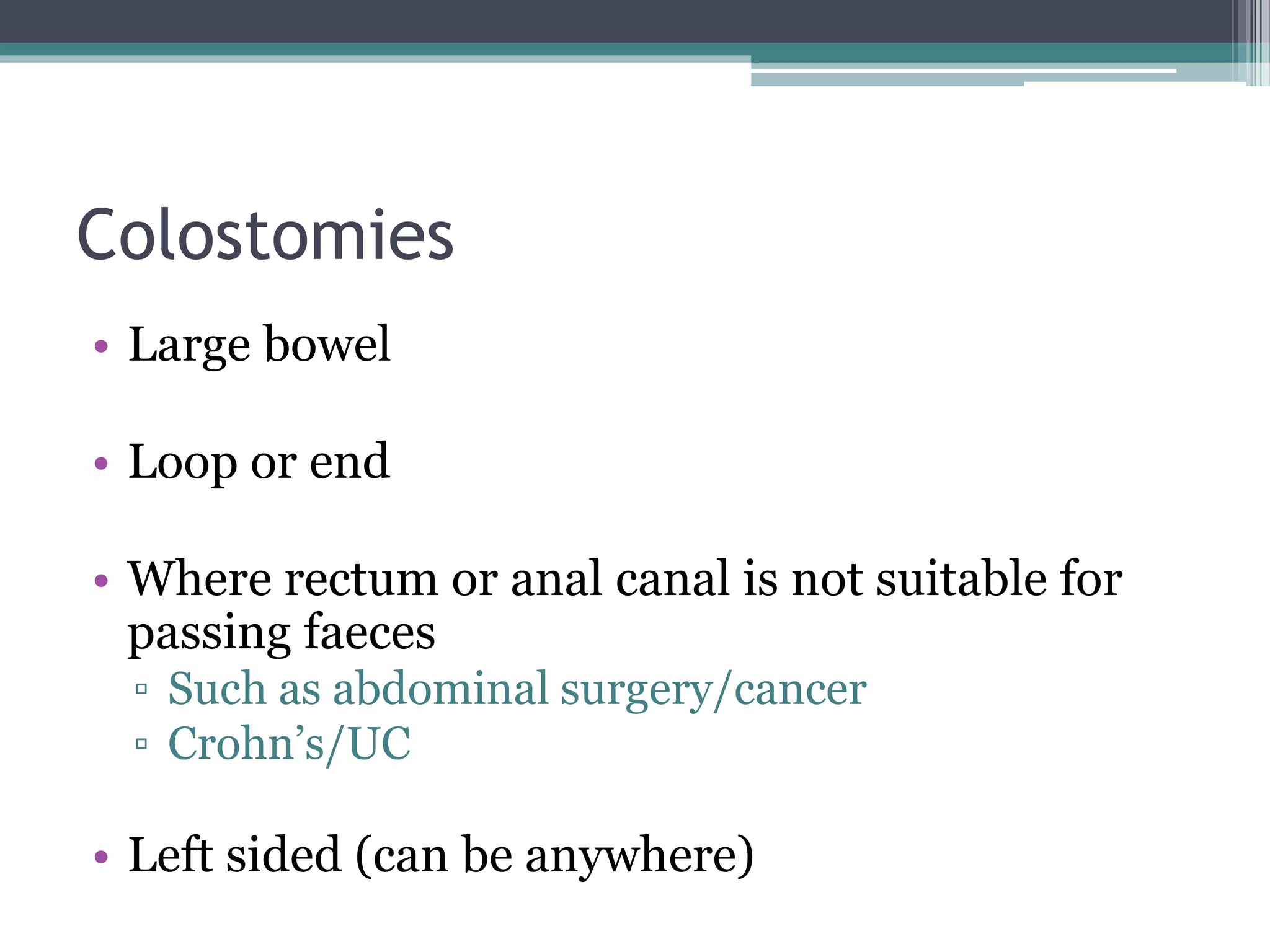 Colorectal surgery and stomas | PPTX