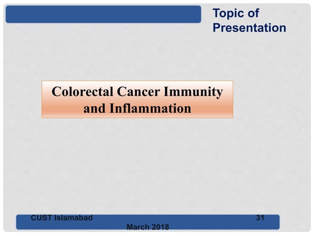 Colorectal cancer and immunity inflammation | PPT