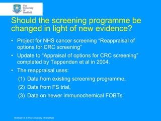Colorectal cancer screening: using mathmatical modelling to inform ...