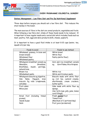 COLORECTAL SURGERY ENHANCED RECOVERY PROGRAMME - Draft Guidelines | PDF