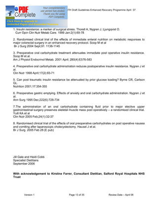 COLORECTAL SURGERY ENHANCED RECOVERY PROGRAMME - Draft Guidelines | PDF