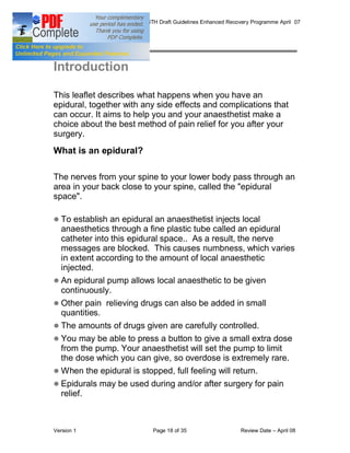 COLORECTAL SURGERY ENHANCED RECOVERY PROGRAMME - Draft Guidelines | PDF