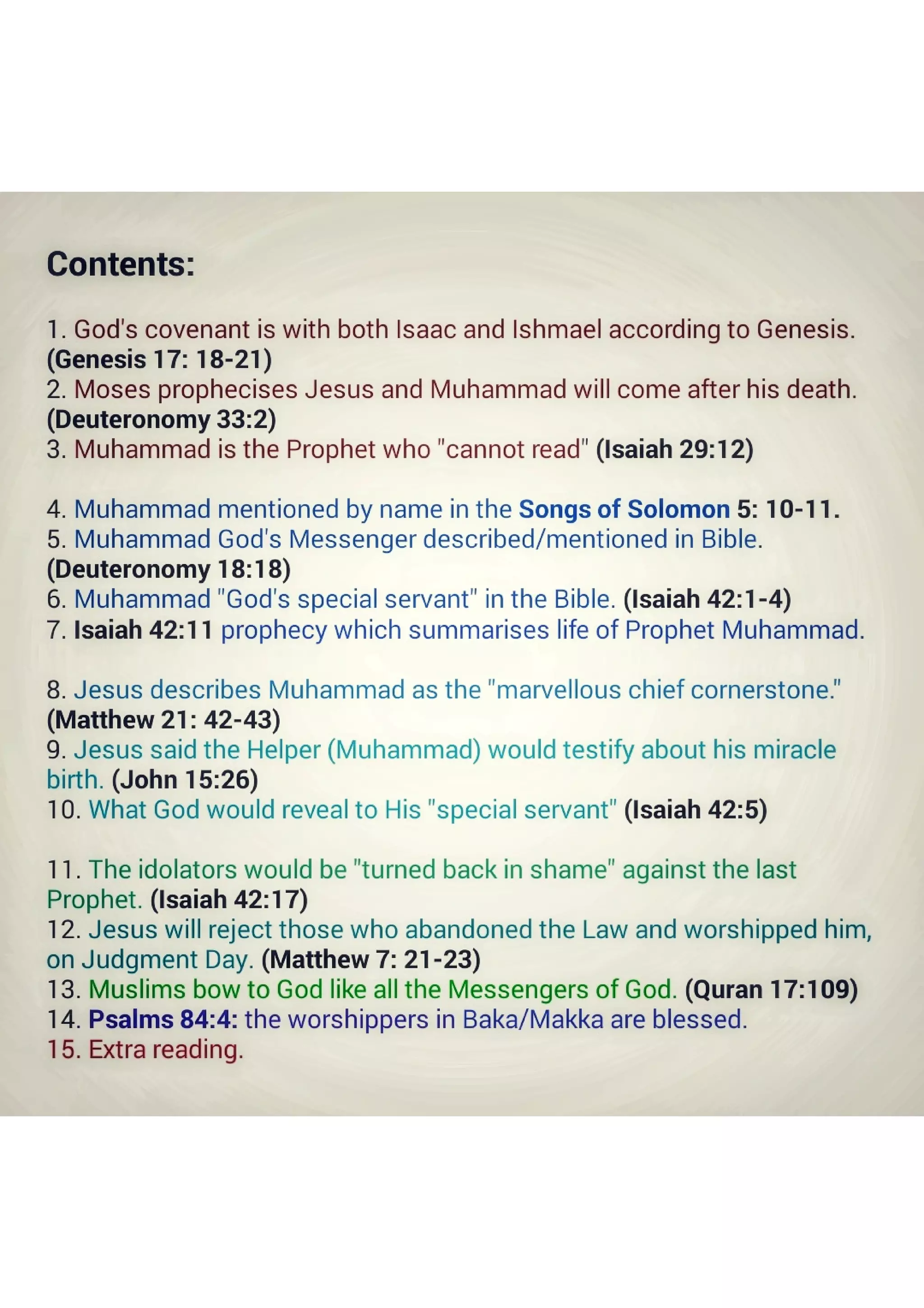 Colored ebook prophet muhammad in the bible 15 pages | PDF