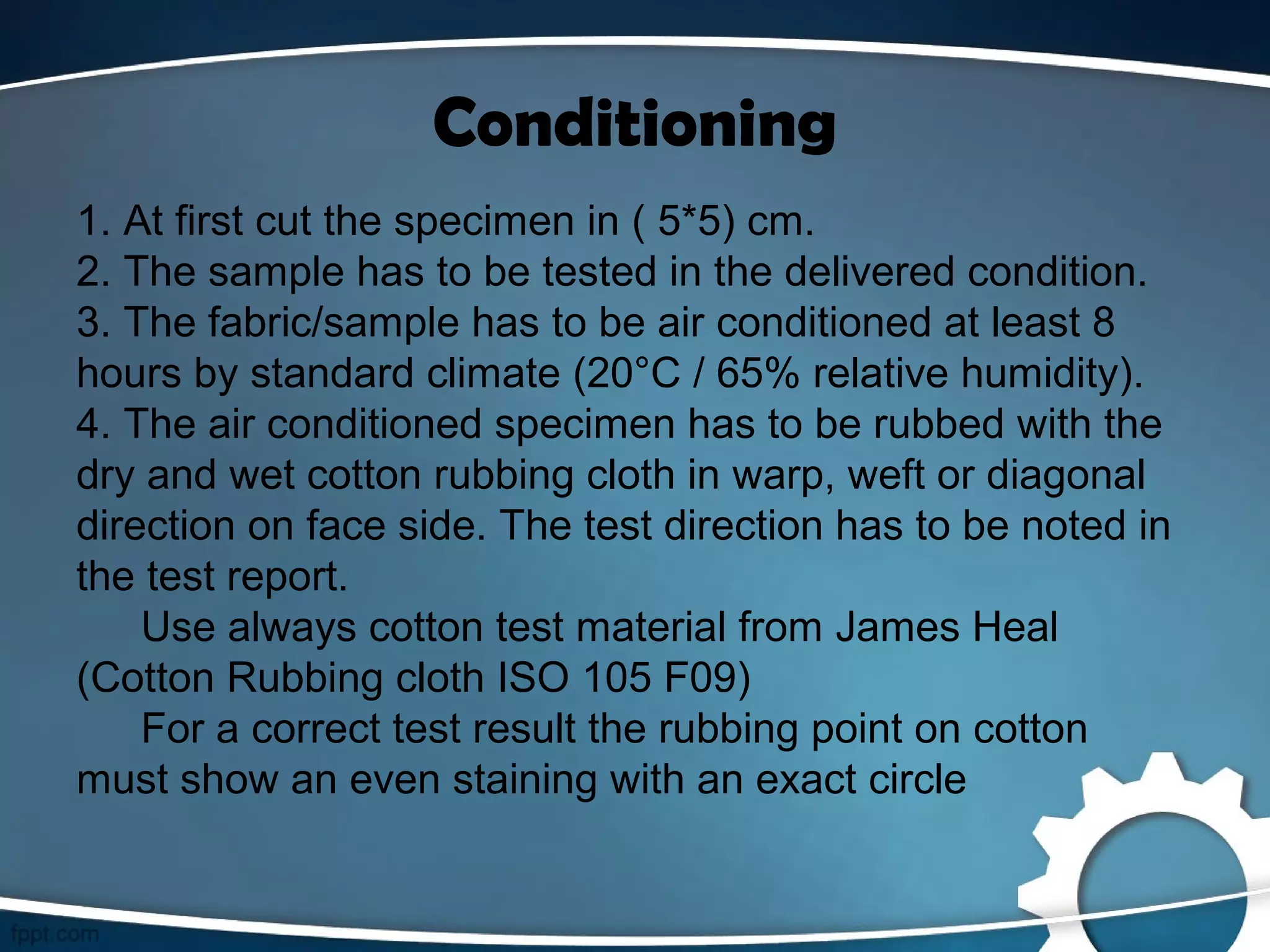 Color fastness to rubbing by Crockmeter | PPT