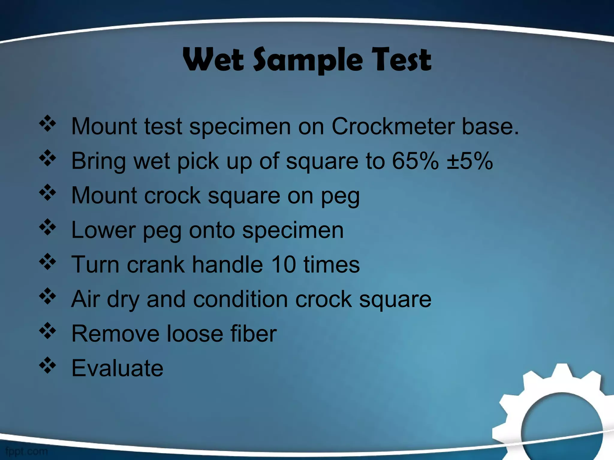 Color fastness to rubbing by Crockmeter | PPT