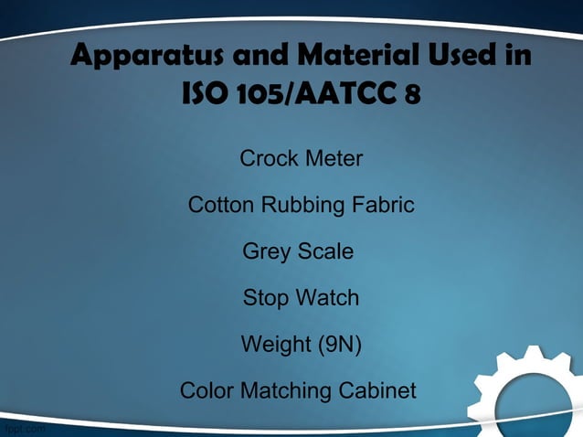 Color fastness to rubbing by Crockmeter | PPT | Needlework | Arts and ...