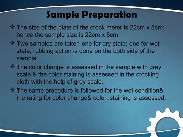 Color fastness to rubbing by Crockmeter | PPT | Needlework | Arts and ...