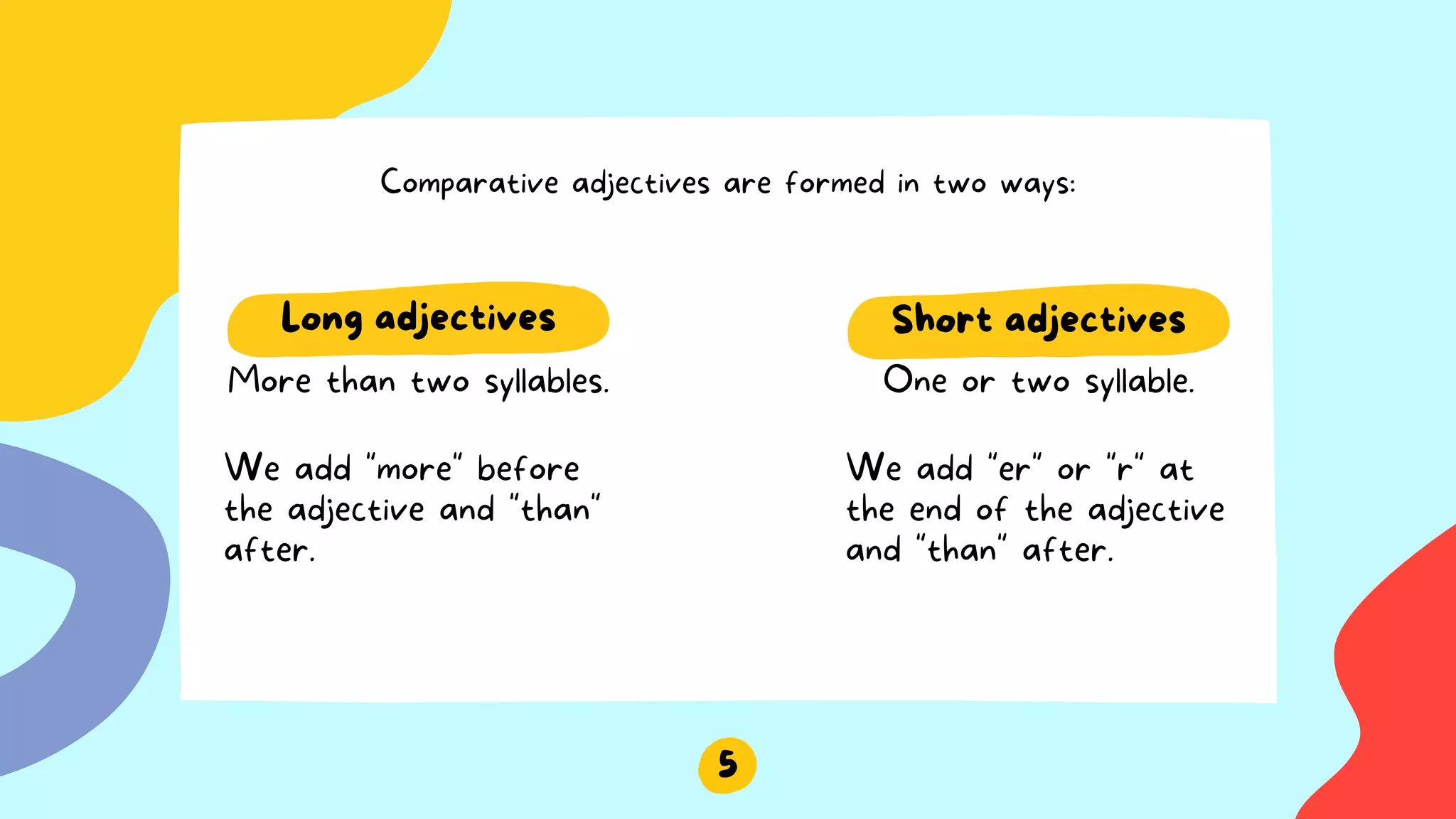 Colorful Illustrative Comparative Adjectives Presentation Recurso De ...