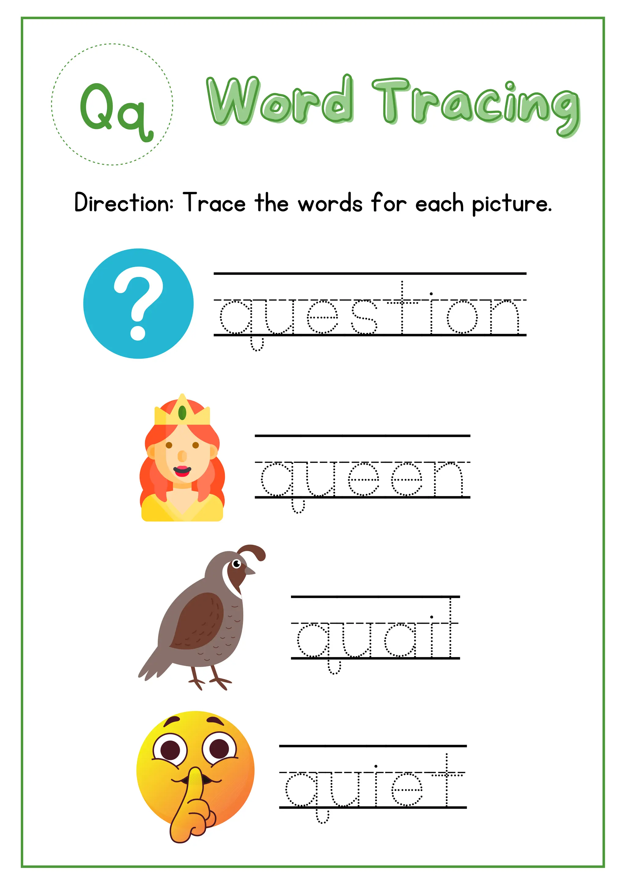 Colorful Illustrative K to T Word Tracing Worksheet - Activity Sheets | PDF