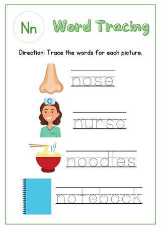 Colorful Illustrative K to T Word Tracing Worksheet - Activity Sheets | PDF