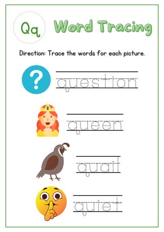Colorful Illustrative K to T Word Tracing Worksheet - Activity Sheets | PDF