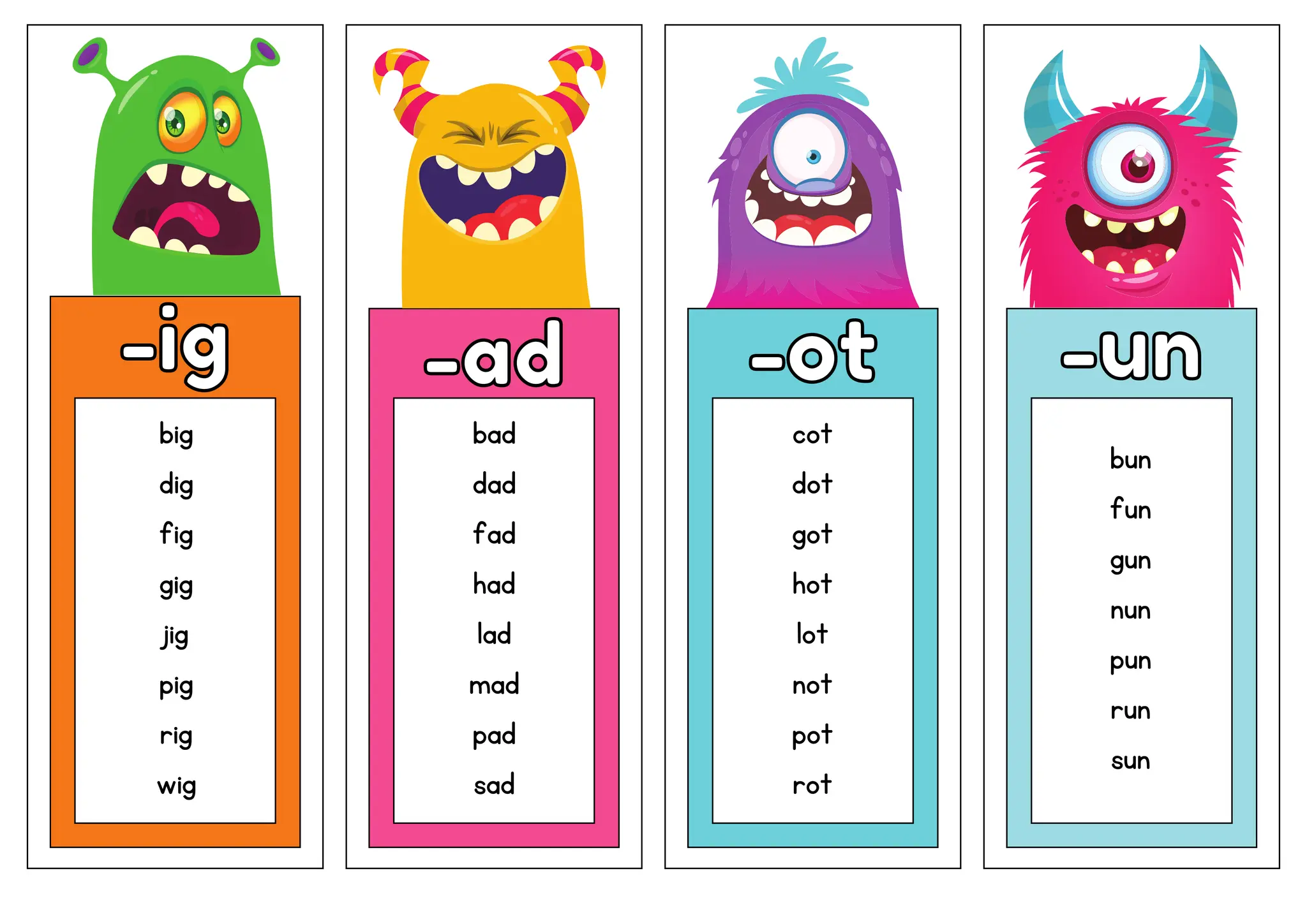 Colorful Monsters Word Family Reading Flashcards.pdf