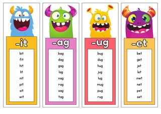 Colorful Monsters Word Family Reading Flashcards.pdf
