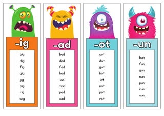 Colorful Monsters Word Family Reading Flashcards.pdf