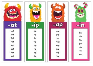 Colorful Monsters Word Family Reading Flashcards.pdf