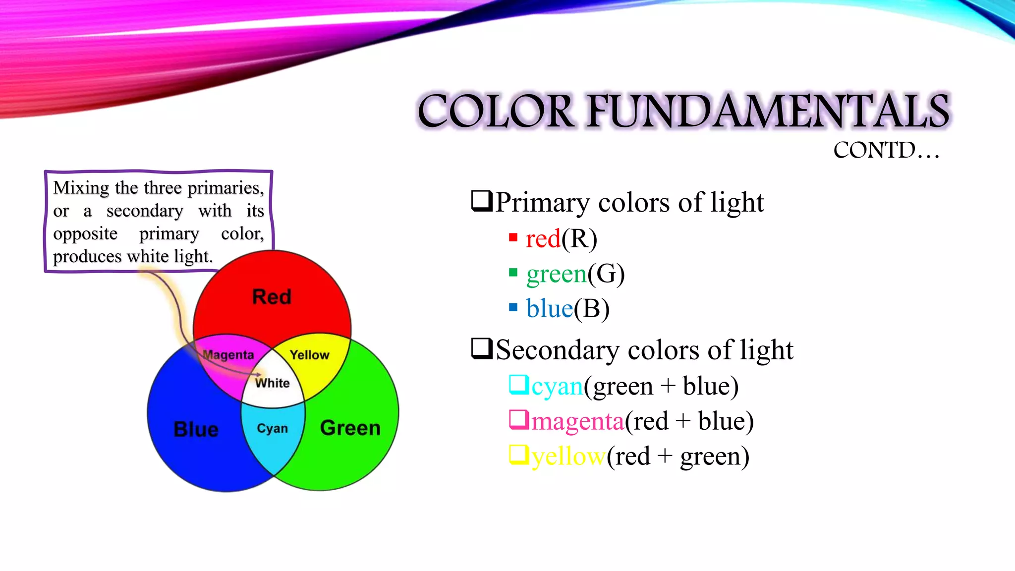 Color fundamentals and color models - Digital Image Processing | PPTX
