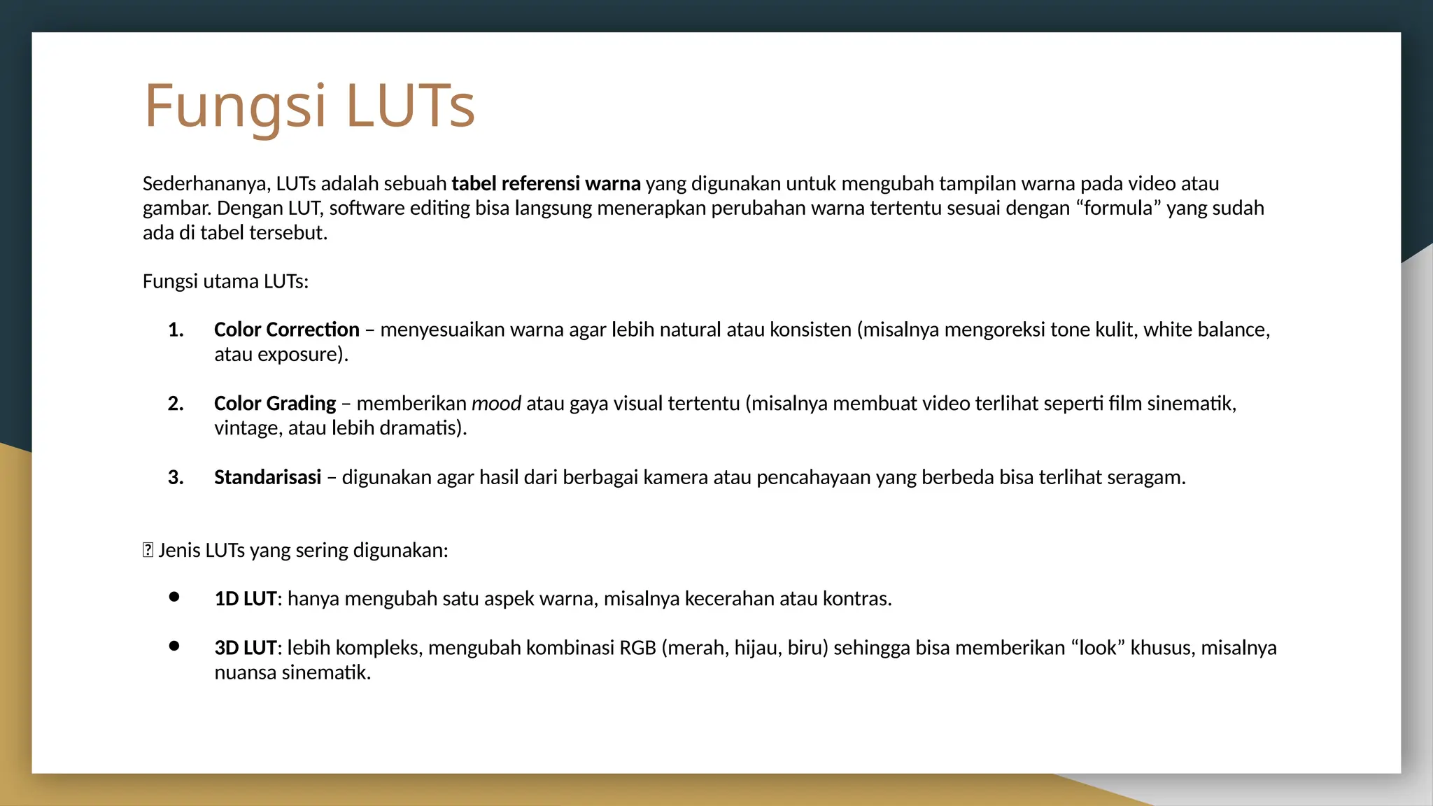 membahas cara membuat color grading dalam editing video | PPTX