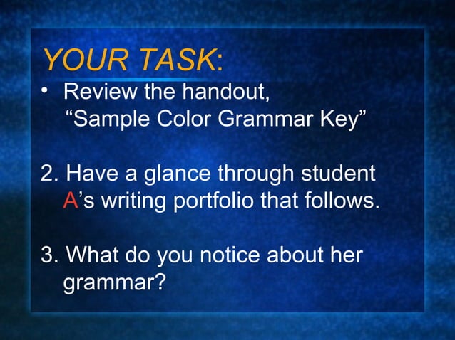 Reshaping the Value of Grammatical Feedback on Writing Using Colors | PPT