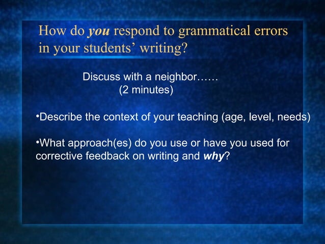 Reshaping the Value of Grammatical Feedback on Writing Using Colors | PPT
