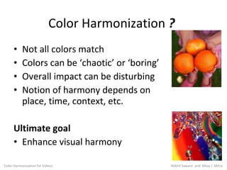 Color Harmonization For Videos | PPT
