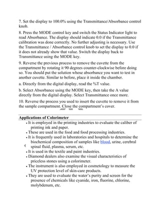 COLORIMETER Principle, Procedure & Steps | PDF