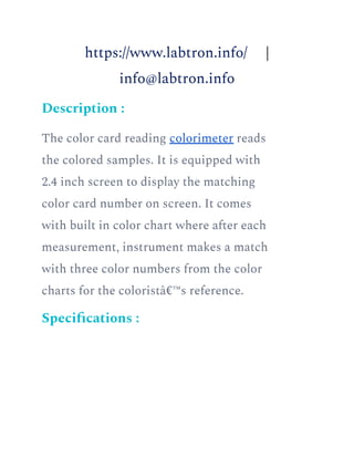 colorimeter laboratory equipment product | PDF | Physics | Science
