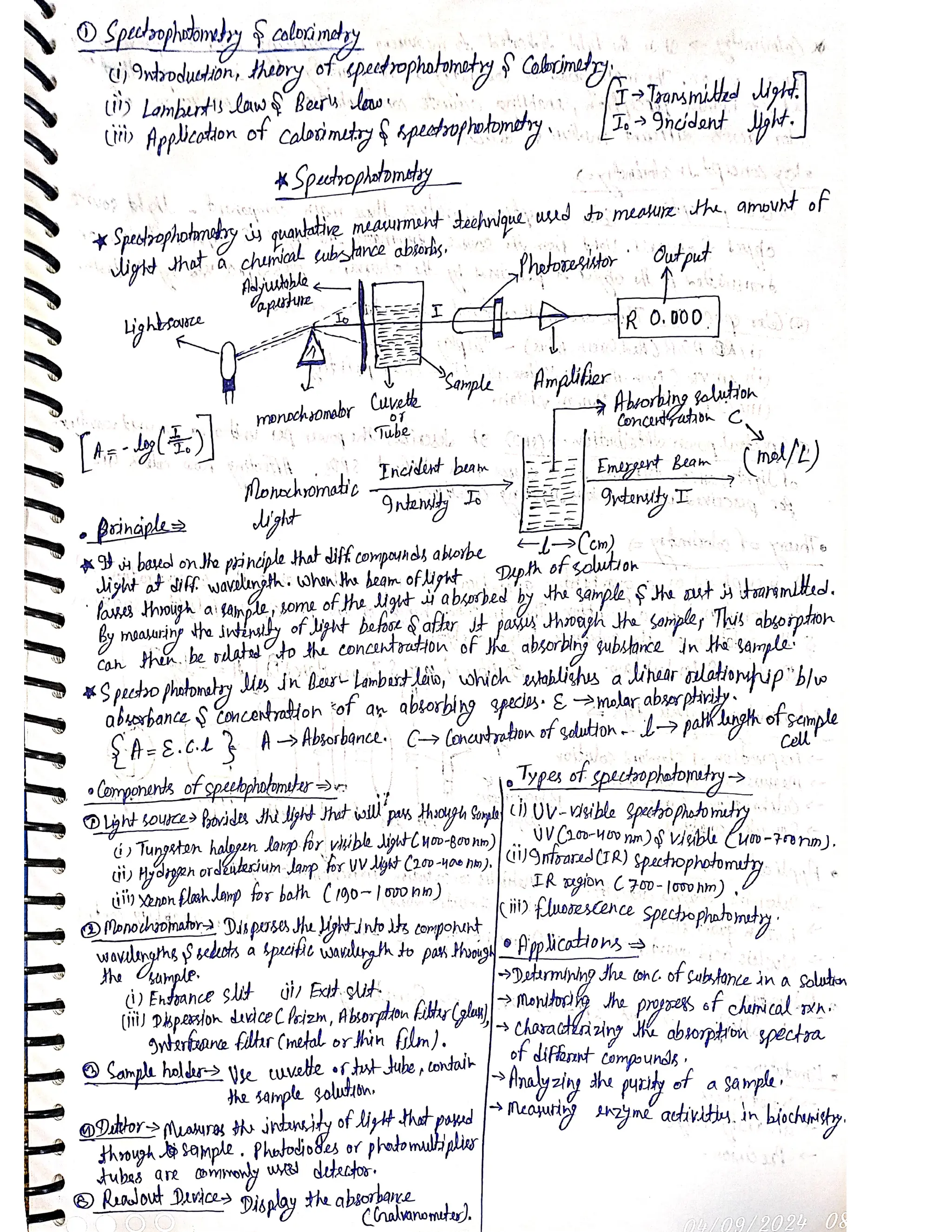 Colorimeter and Spectrophotometer Hand writing notes .pdf