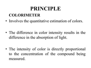 Colorimeter and spectrophotometer, Mass Spectrometer | PPTX