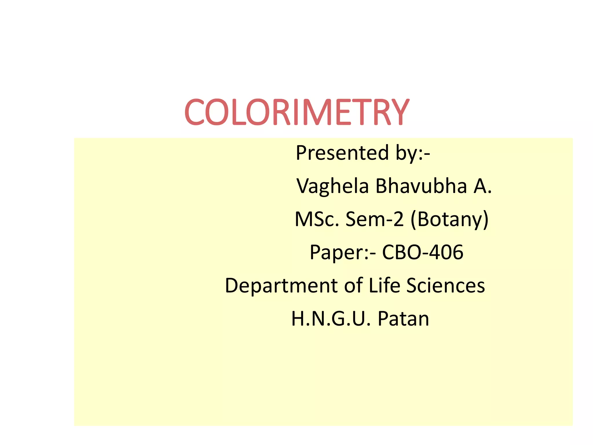 Colorimetry | PPT
