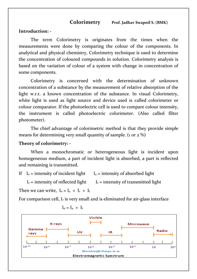 Colorimetry B.Sc.III