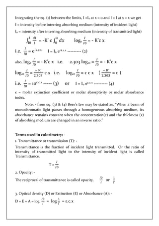 Colorimetry B.Sc.III