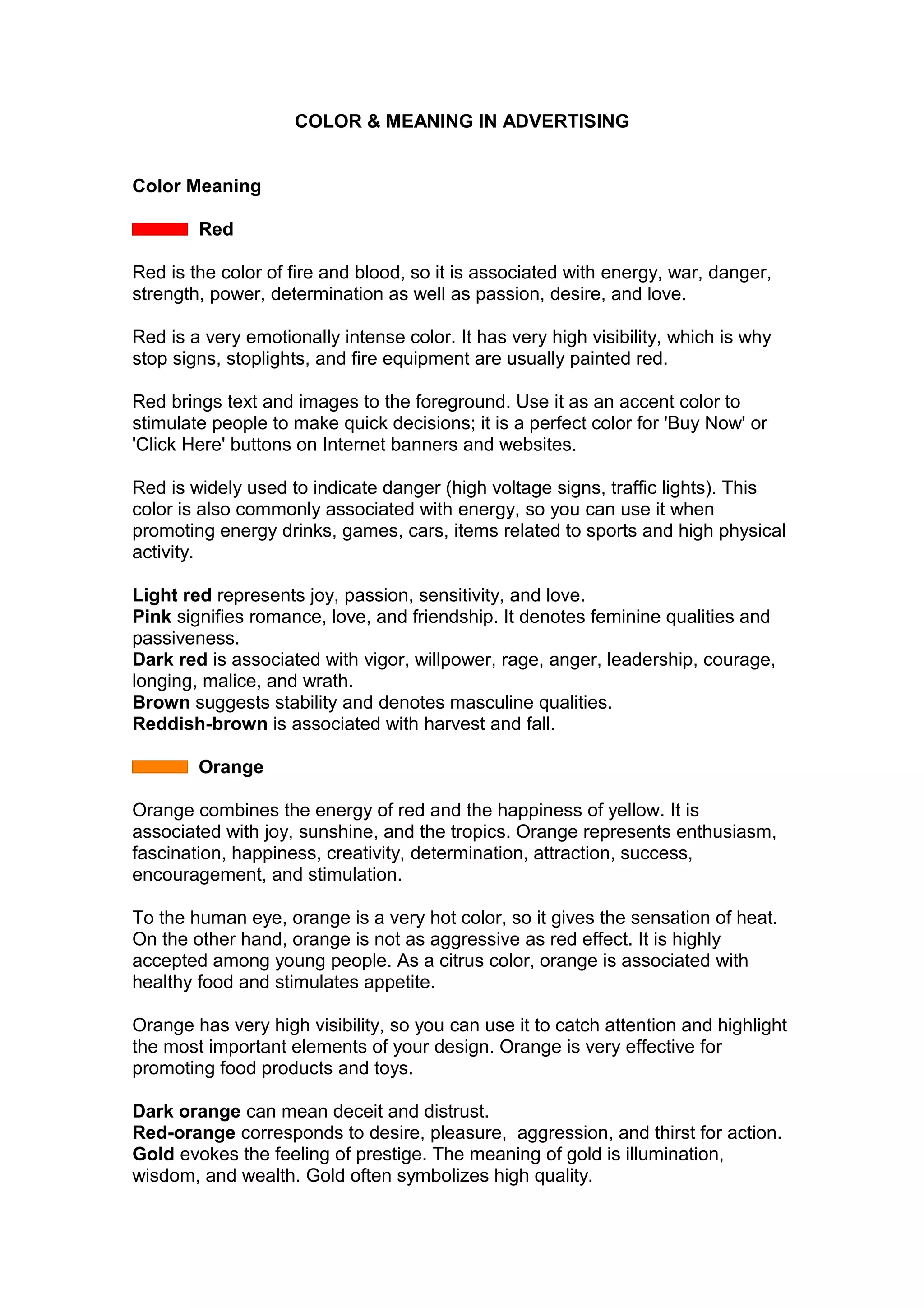 Color in advertising | DOC