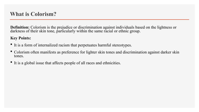 Colorism: Understanding the Impact of Skin Tone Bias | PPT