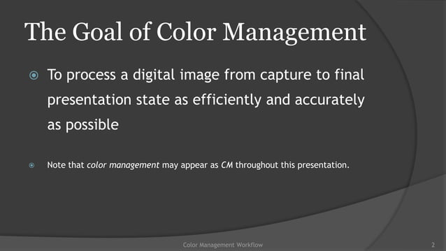 Color Management Workflow | PPT