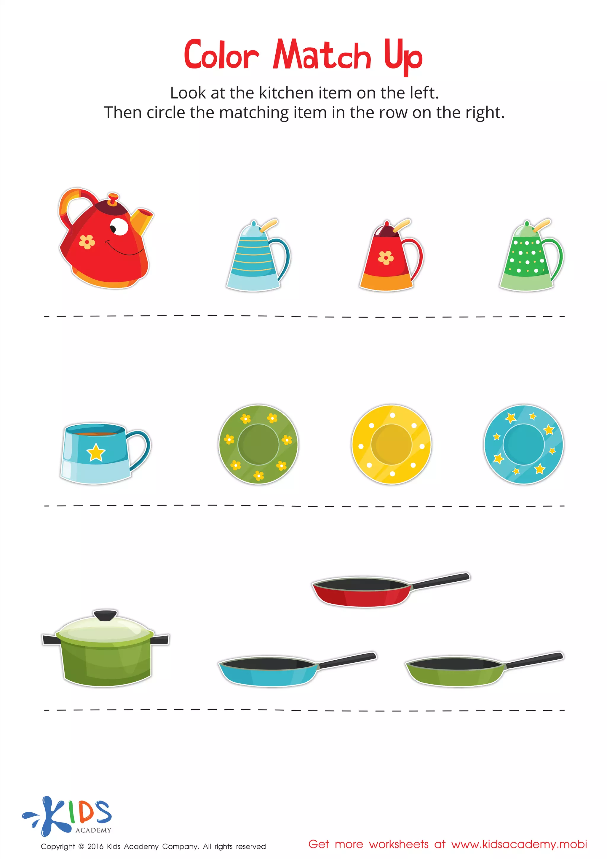 Matching Colors for kids - free printable worksheet | PDF