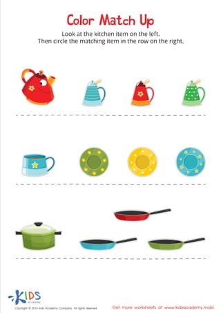 Matching Colors for kids - free printable worksheet | PDF