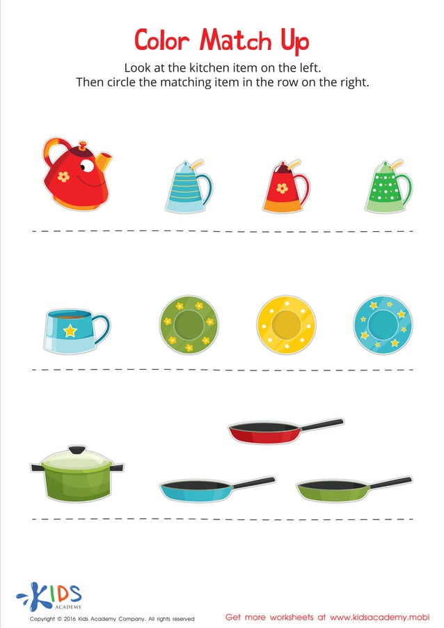 Matching Colors for kids - free printable worksheet | PDF