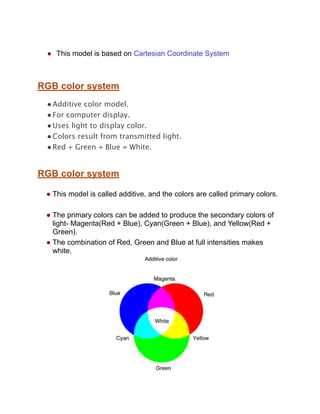 Color model in Computer graphics and it's description | PDF