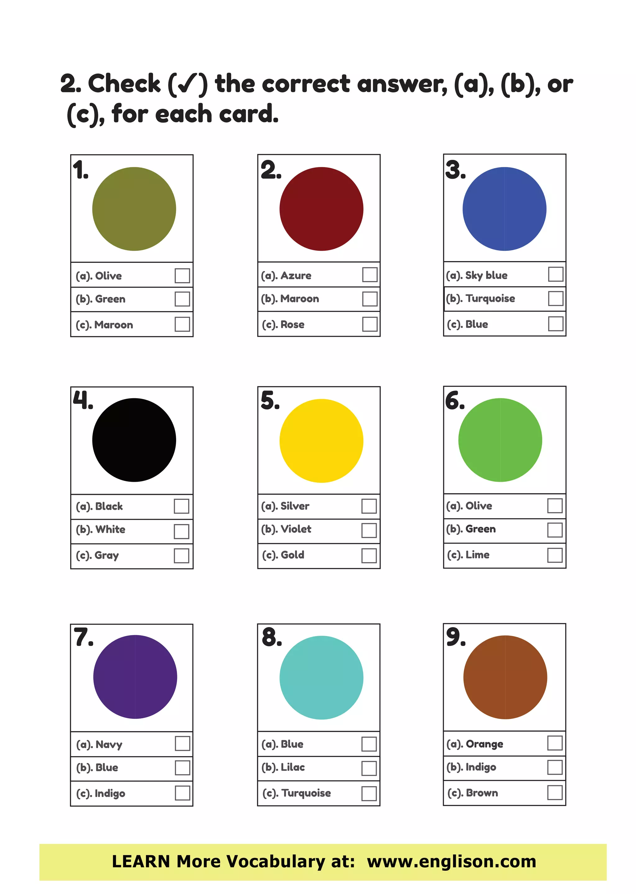 Color names worksheet | PDF