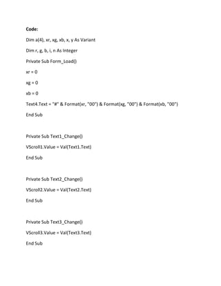 Color Palette Application (Hexadecimal Color Codes) | PDF
