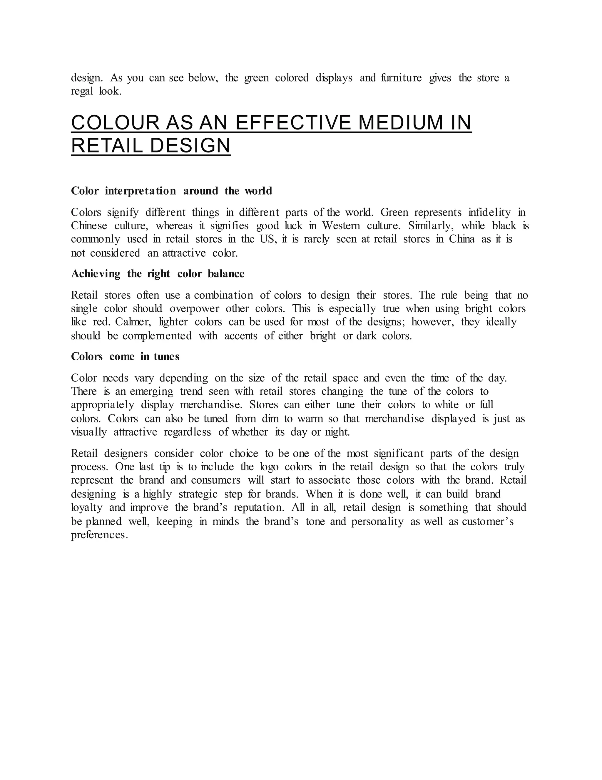 Color Pyschology In Retail Design | Retail Design In India | DOCX