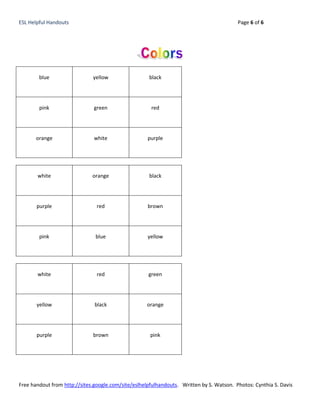 ESL Helpful Handouts-Colors1 | PDF