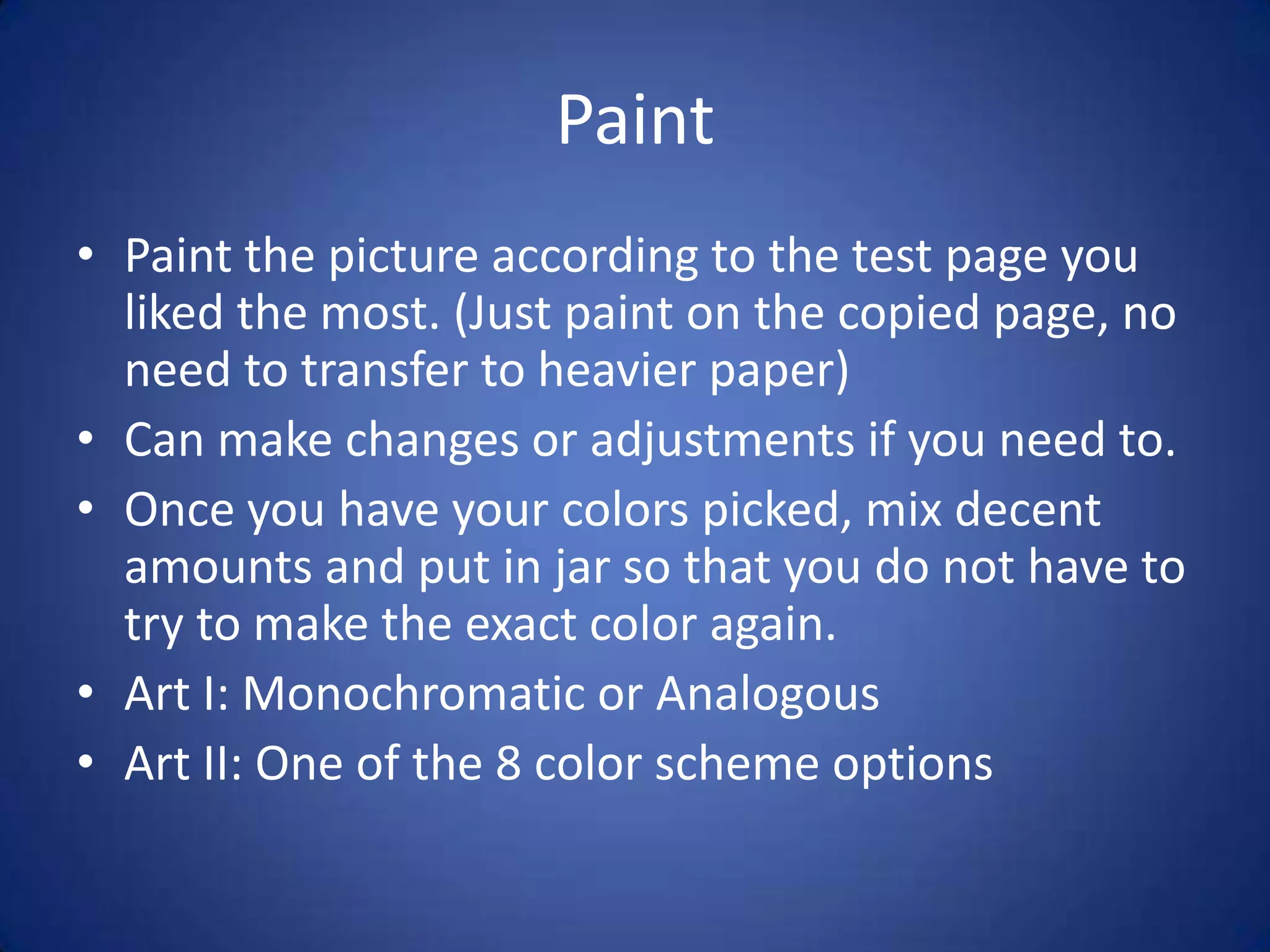 Color schemes painting project steps | PPT