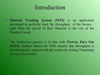 material tracking by using barcode with develope mts to inegrated SAP | PPT