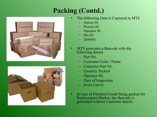 material tracking by using barcode with develope mts to inegrated SAP | PPT