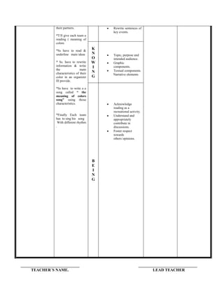 Colors lesson | DOCX