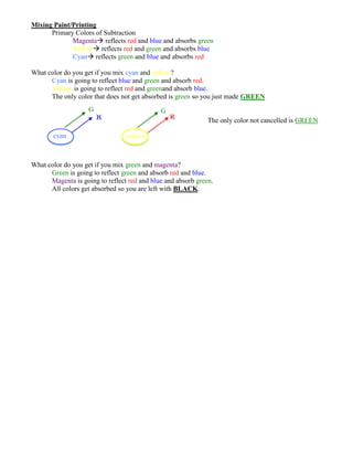 Color subtraction notes | DOCX